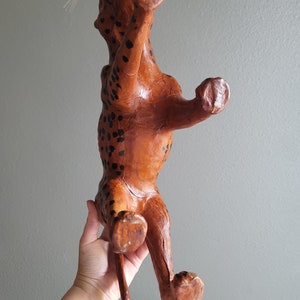 Vintage Leather and Paper Mache Folk Art Cheetah Sculpture - Etsy