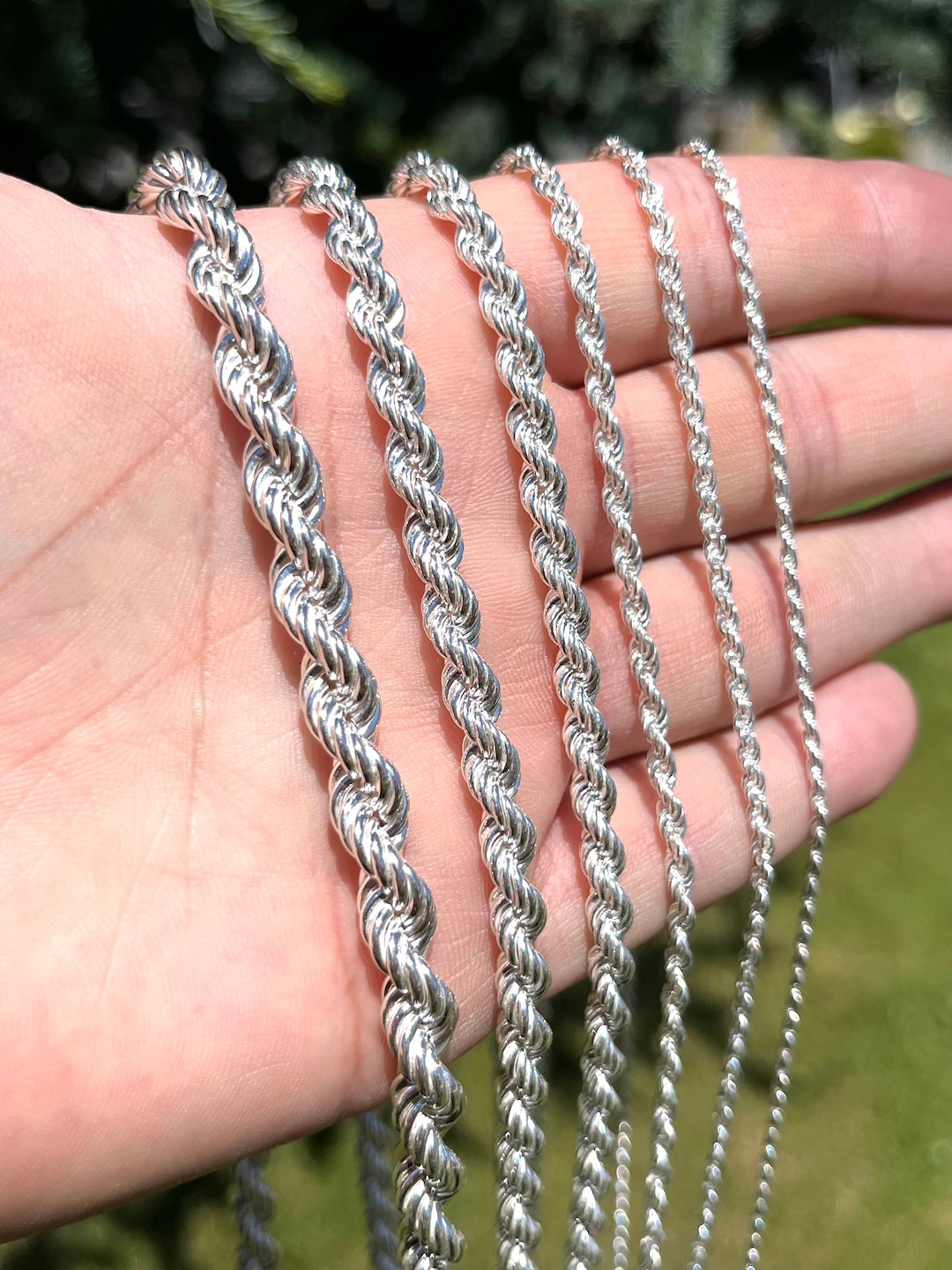 925 Sterling Silver Twisted Rope Chain Necklace Hypoallergenic & Nickel ...