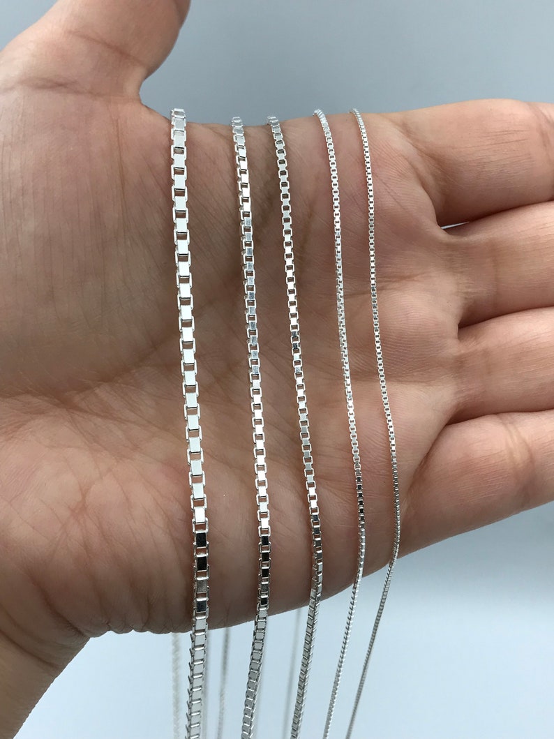925 Sterling Silver Box Chain Necklace Real Solid Squared Box - Etsy