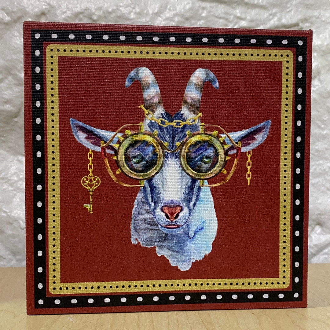 Steampunk Goat Canvas Print | Groovy Animal Wall Art (6x6) - Etsy