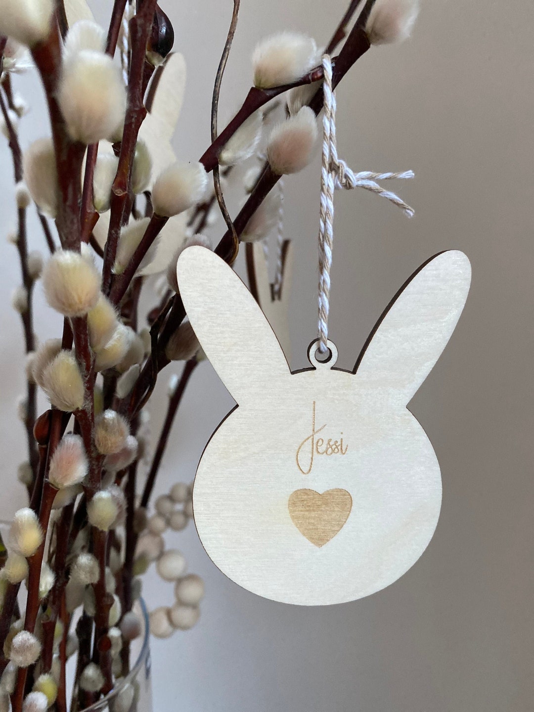 Easter Wooden Pendant Personalized Rabbit With Heart - Etsy