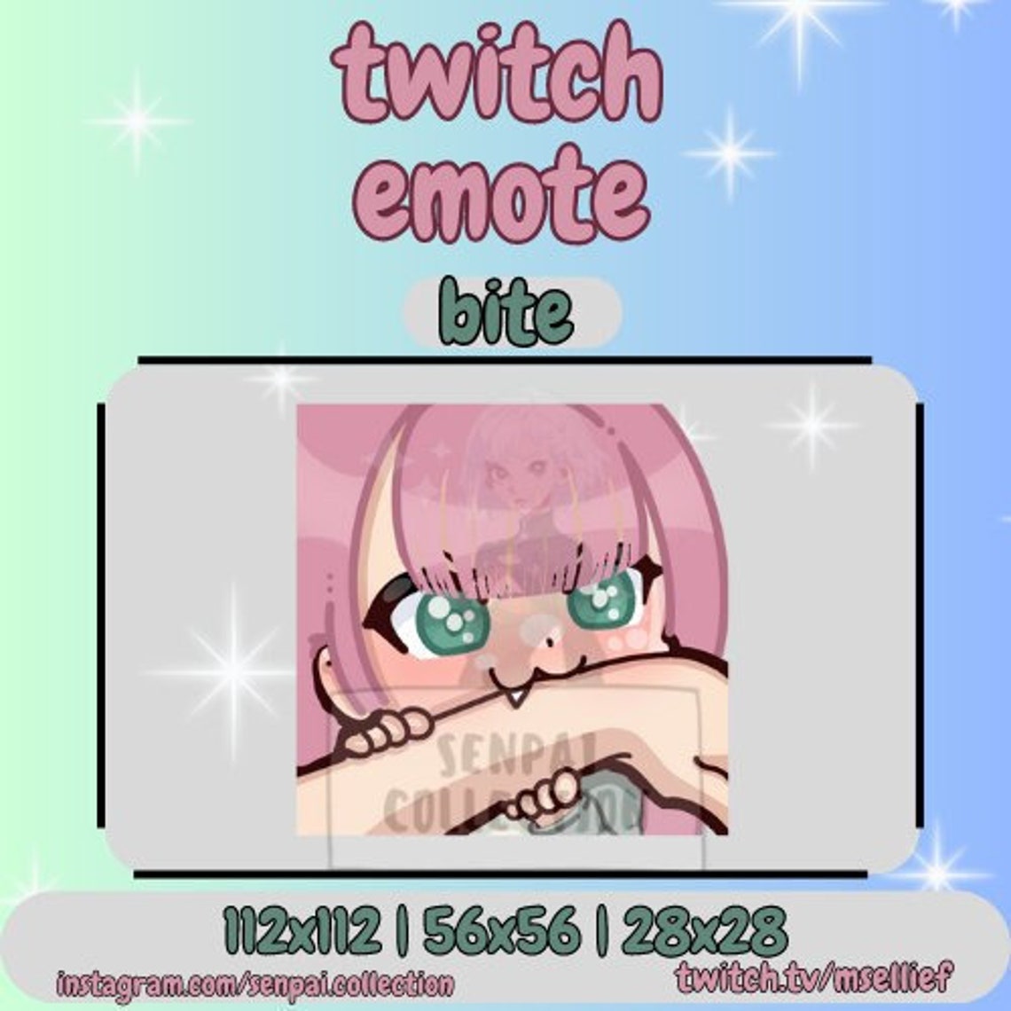 Kawaii Pink Hair Bite Emote for Twitch, Discord, Youtube - Etsy