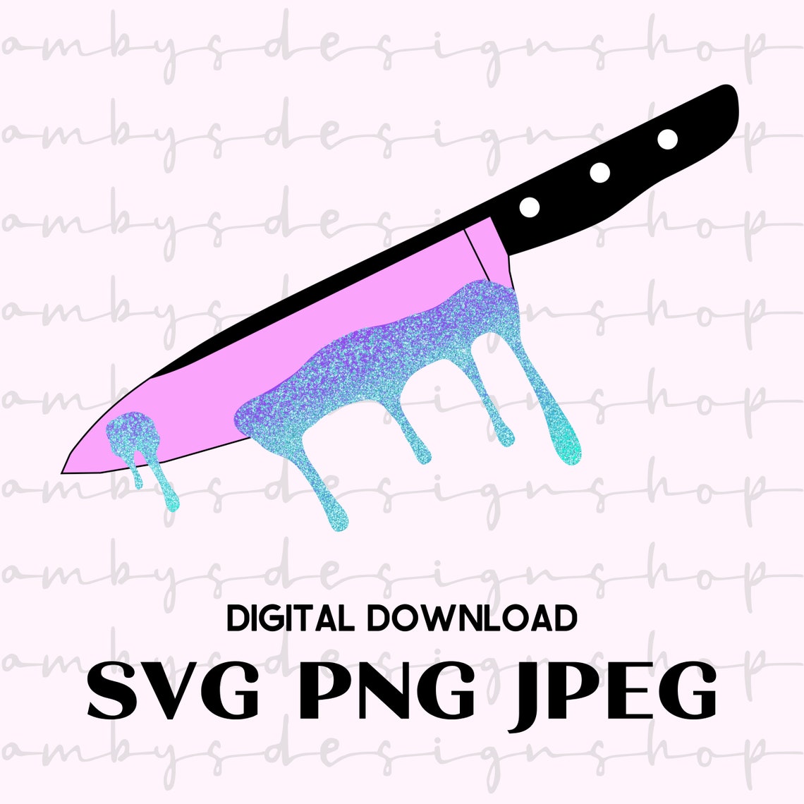 Horror Glitter Ombre Dripping Knife, Digital Download, SVG, PNG ...