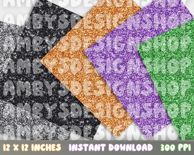 Halloween Glitter Digital Paper Pack: 12x12 JPEG Textures (instant ...
