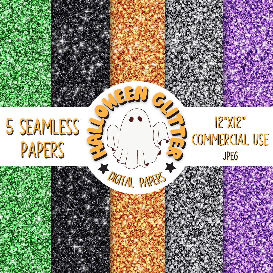 Halloween Glitter Digital Paper Pack: 12x12 JPEG Textures (instant ...