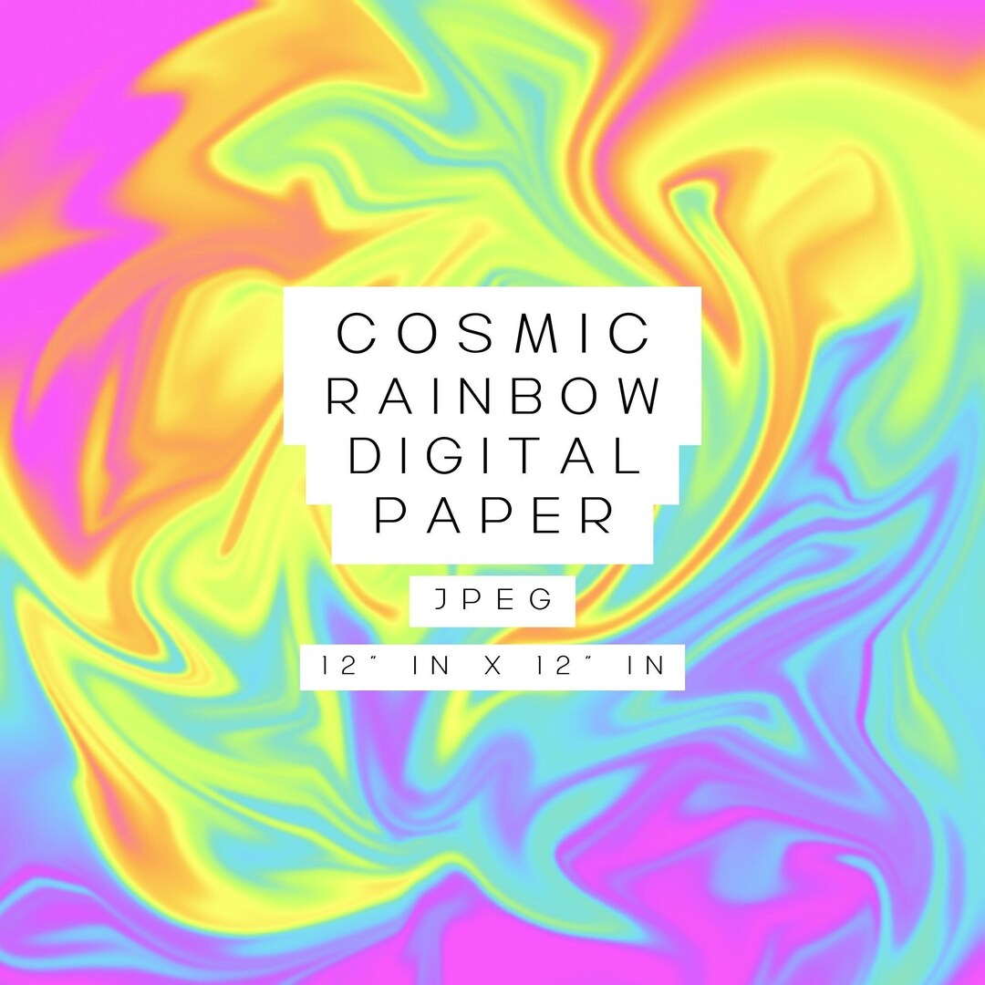 Cosmic Rainbow Digital Paper Pack, Rainbow Gradient, Scrapbooking ...