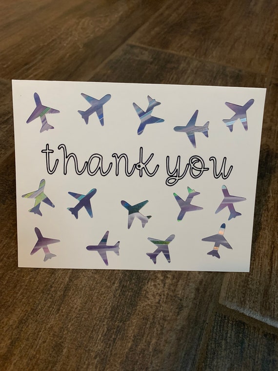 Thank You Airplane Aviation Cards Blank Cards Set of 3 | Etsy
