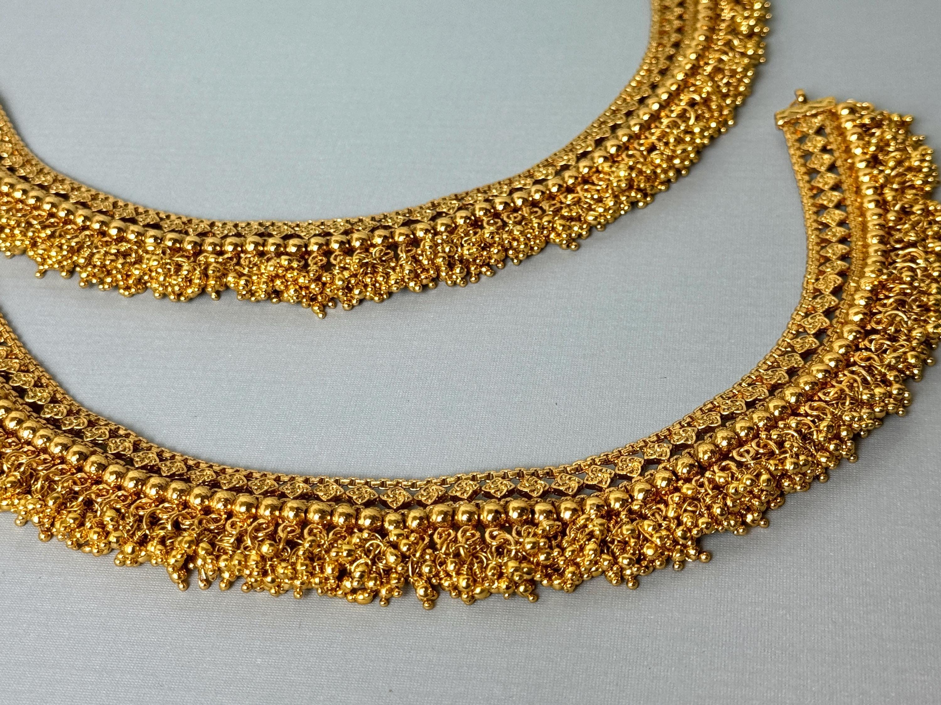 Bridal Payal Gold Plated Anklet Payal Traditional Payal Gungaroo Payal ...