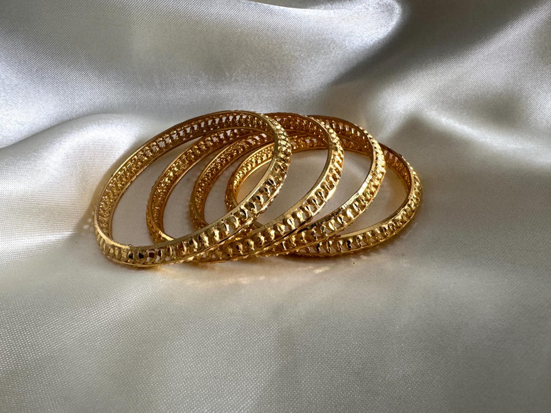 24 Carat Gold Look Punjabi Bangles SET OF 4 Gold Bangles Indian ...