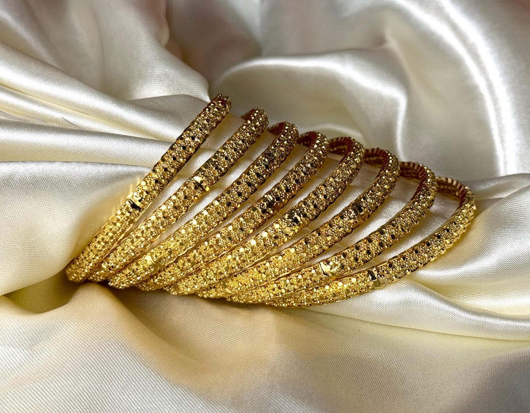24 Carat Gold Look Punjabi Bangles SET OF 8 Gold Bangles Indian ...