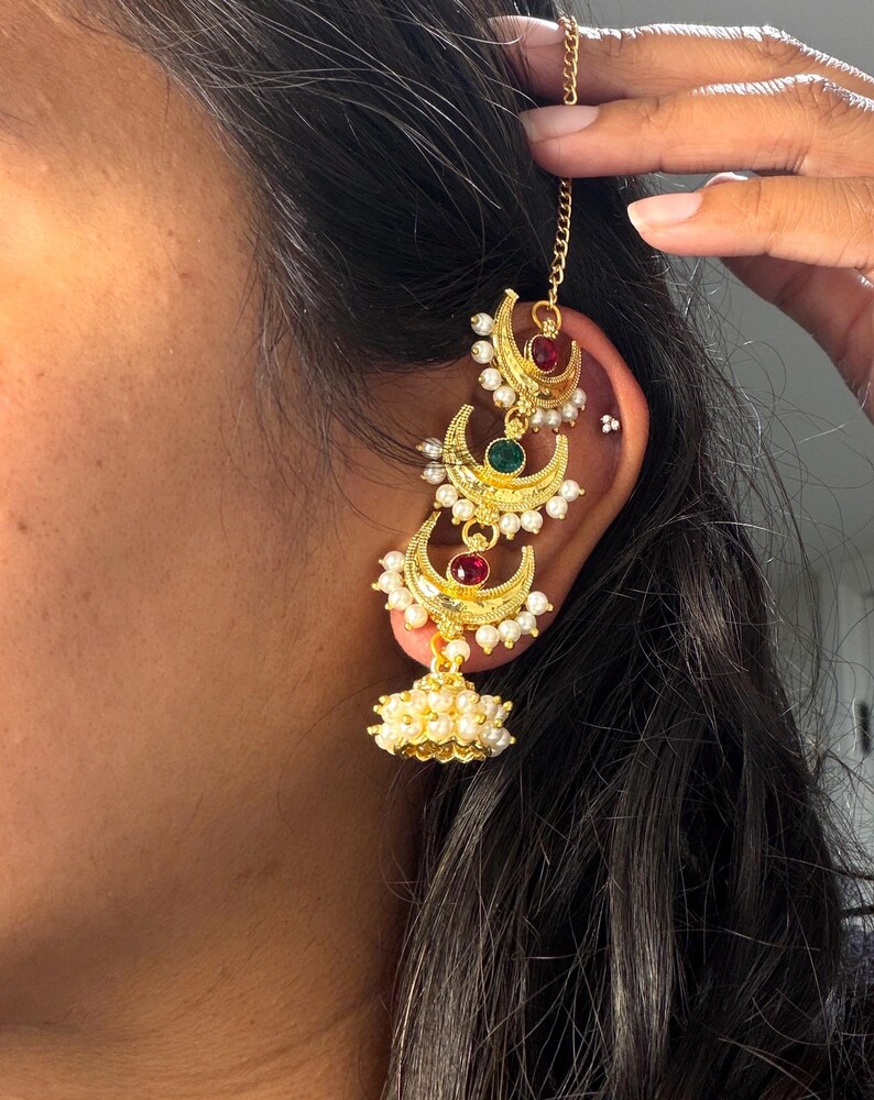 Indian Earrings Sahara Jhumka Earrings Green Pink - Etsy