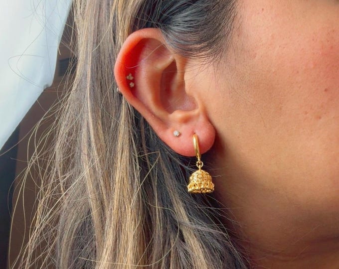 Gold Mini Jhumka Hoops Gold Bali Plated Jhumkas 24 Karat Imitation ...