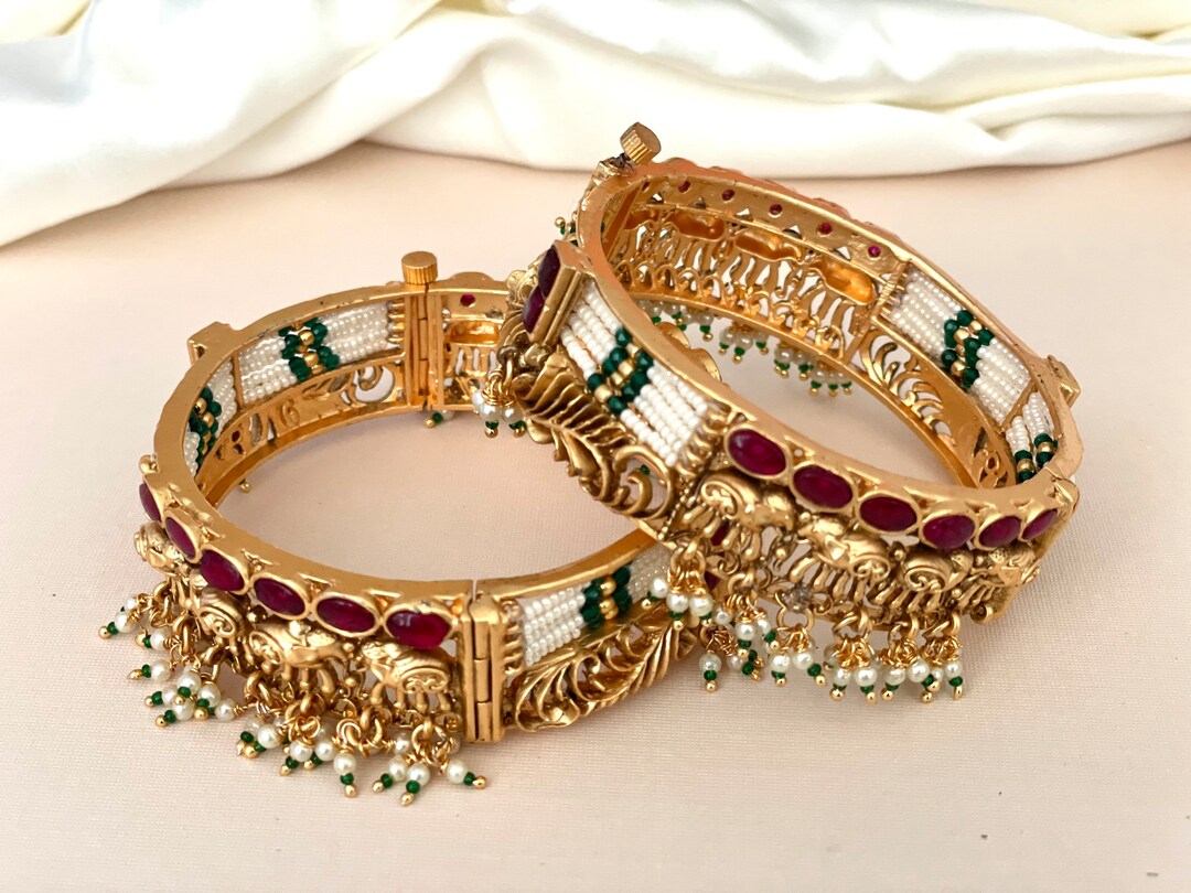 Gold Kada Bangles/indian Bangles/antique Gold Kadas/temple Jewelry ...