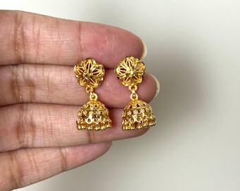 Gold Mini Jhumka Hoops Gold Bali Plated Jhumkas 24 Karat Imitation ...