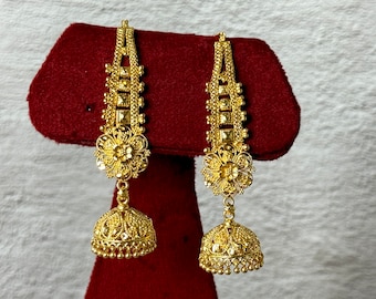 Gold Sahara Jhumkas Indian Earrings Plated Jhumkas 24 Karat Look Dubai Gold Earrings Jhumkas Punjabi Earrings Traditional Indian Earrings Etsy