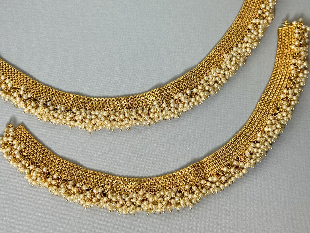 Bridal Payal Gold Plated Pearls Payal Traditional Payal Gungaroo Payal ...