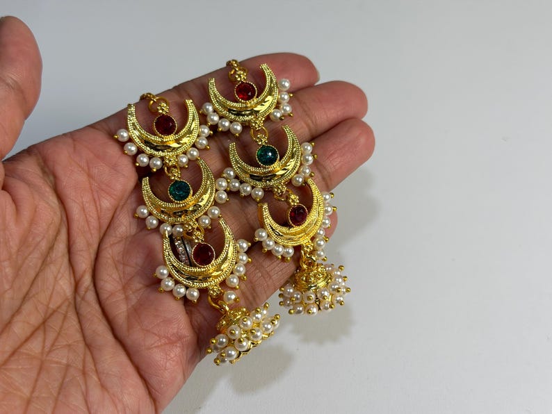 Indian Earrings Sahara Jhumka Earrings Green Pink - Etsy