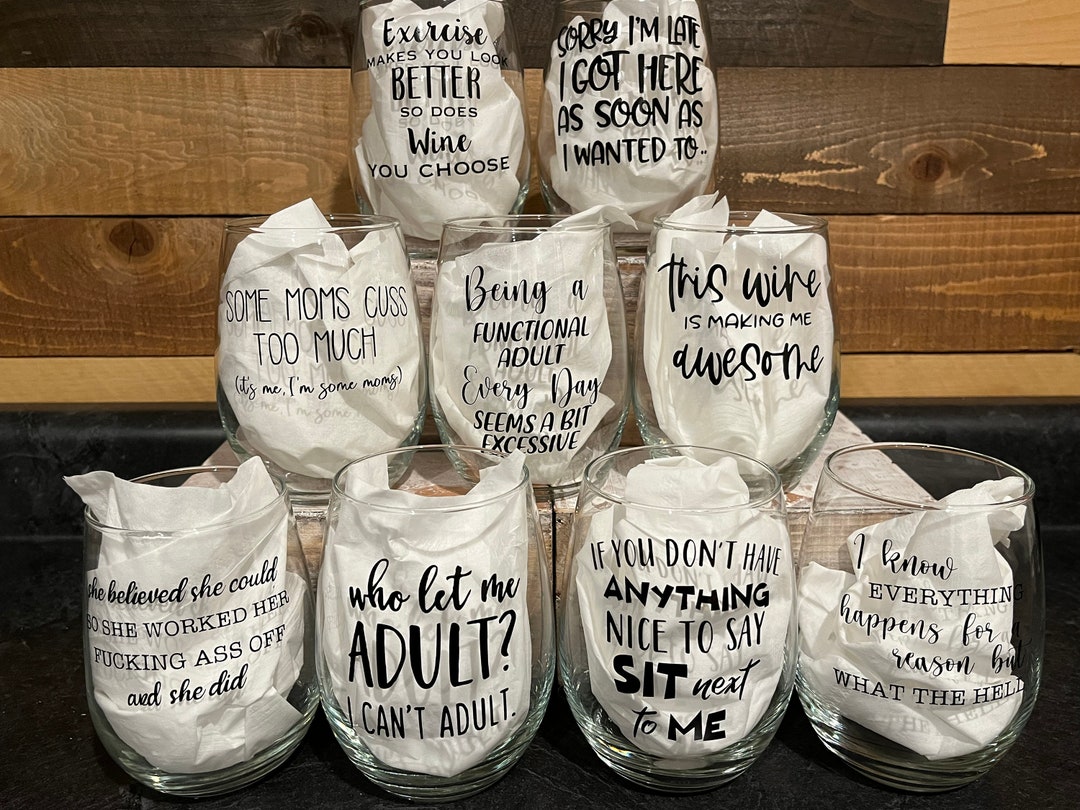 Funny Stemless Wine Glass, Adult Gift, Inappropriate Gift, Girls Night ...