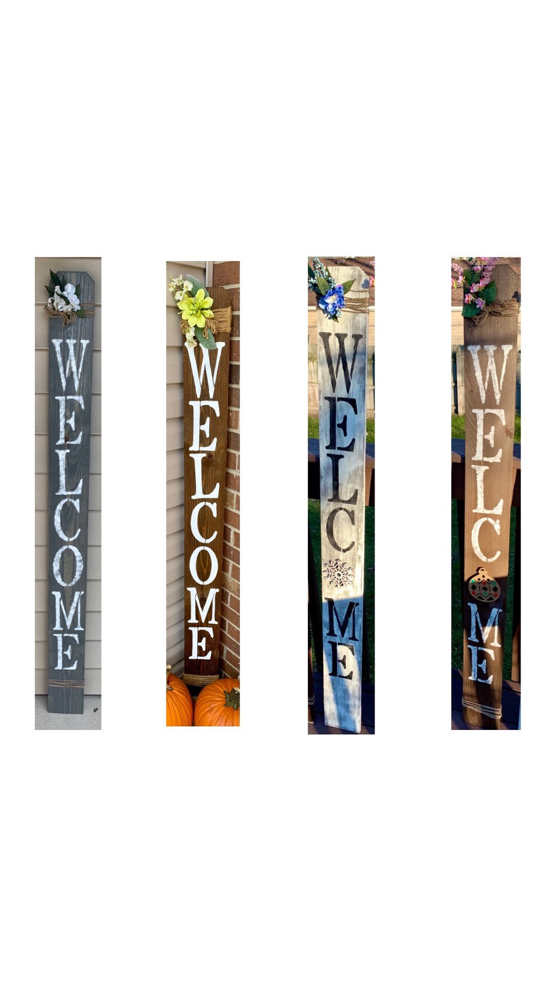 Welcome Sign- Front Door Decor, Interchangeable Pieces, Vertical Sign ...