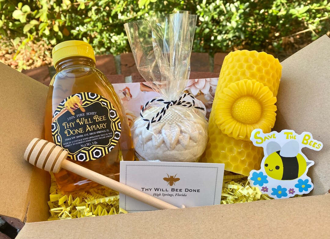 Sunflower Gift Box, Sunflower Basket With Honey, Sunflower Beeswax ...