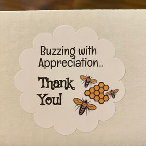 Bee Sticker, Buzzing With Appreciation Bee Thank You Stickers or Labels ...