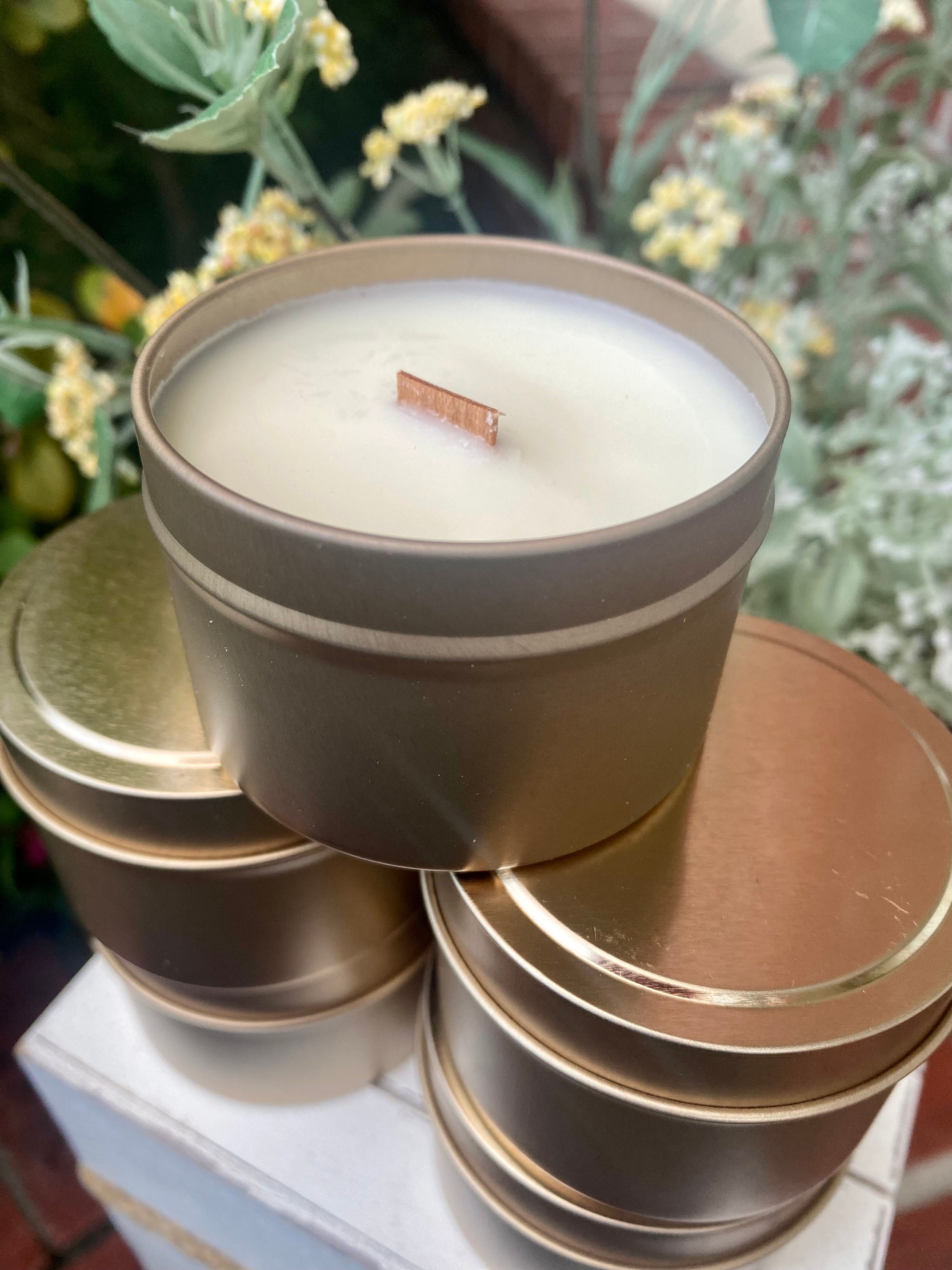 4oz Unlabeled Candles, Five Soy Wholesale Candles, Brushed Gold Favor ...