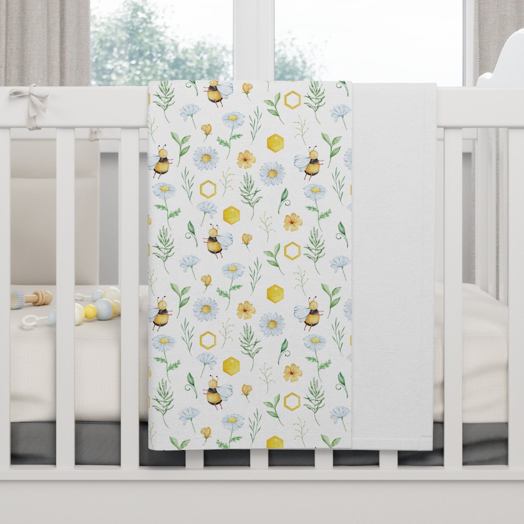 Honey Bee Baby Blanket, Fleece Crib Blanket, Bee Nursery Blanket, Gift ...