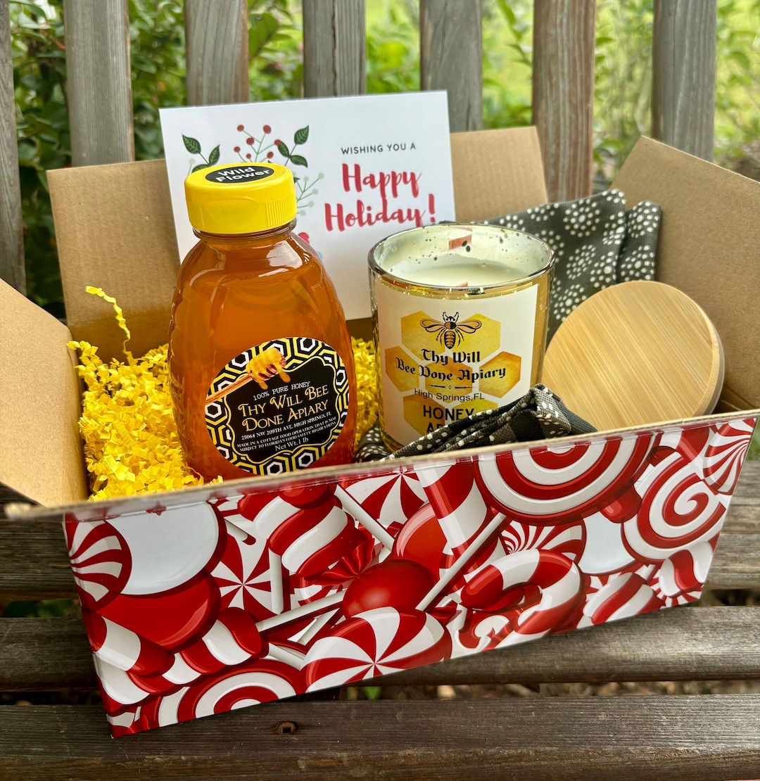 Christmas Honeybee Gift Box, Honey Bee Sweet Themed Gift Basket, Bee ...