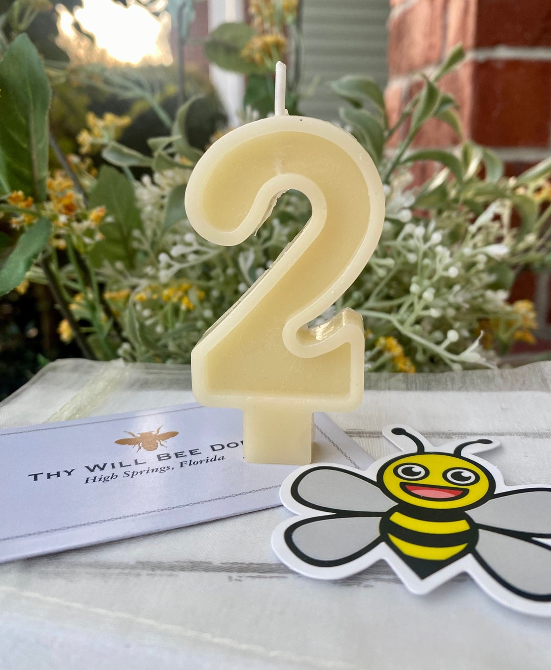 Number 2 Birthday Candle, Ivory Beeswax Birthday Candles, 2nd Birthday ...