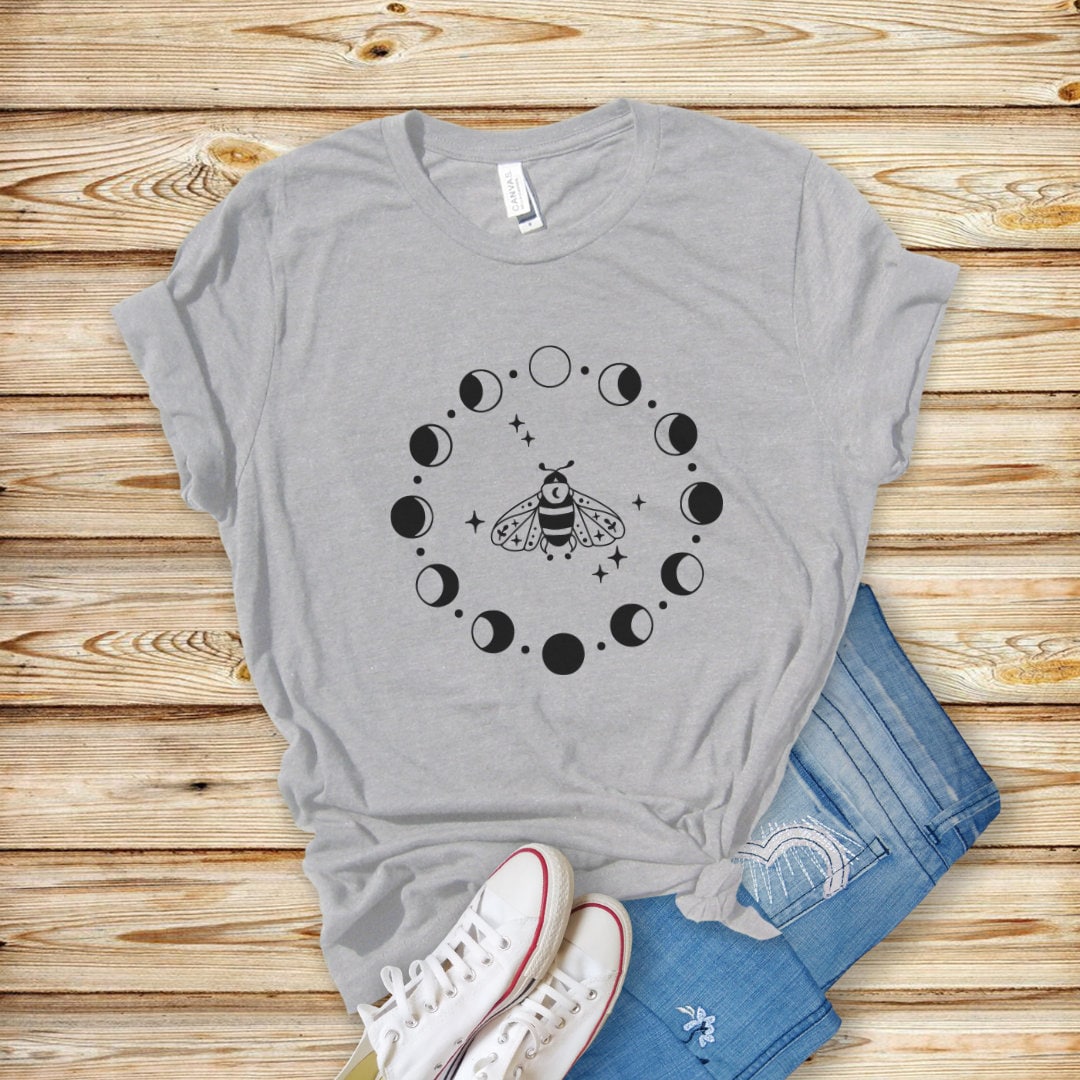Moon Phase Bee Shirt, Celestial Honey Bee T-shirt, Celestial Boho Bee ...