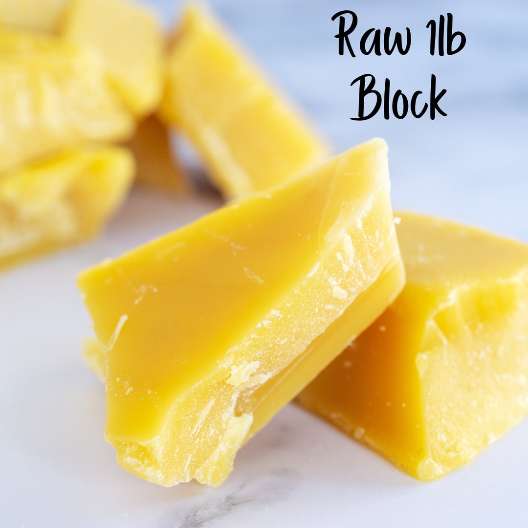 Clean Yellow Beeswax 1lb Block, Chunk Yellow Raw Bee Wax, Pure Natural ...