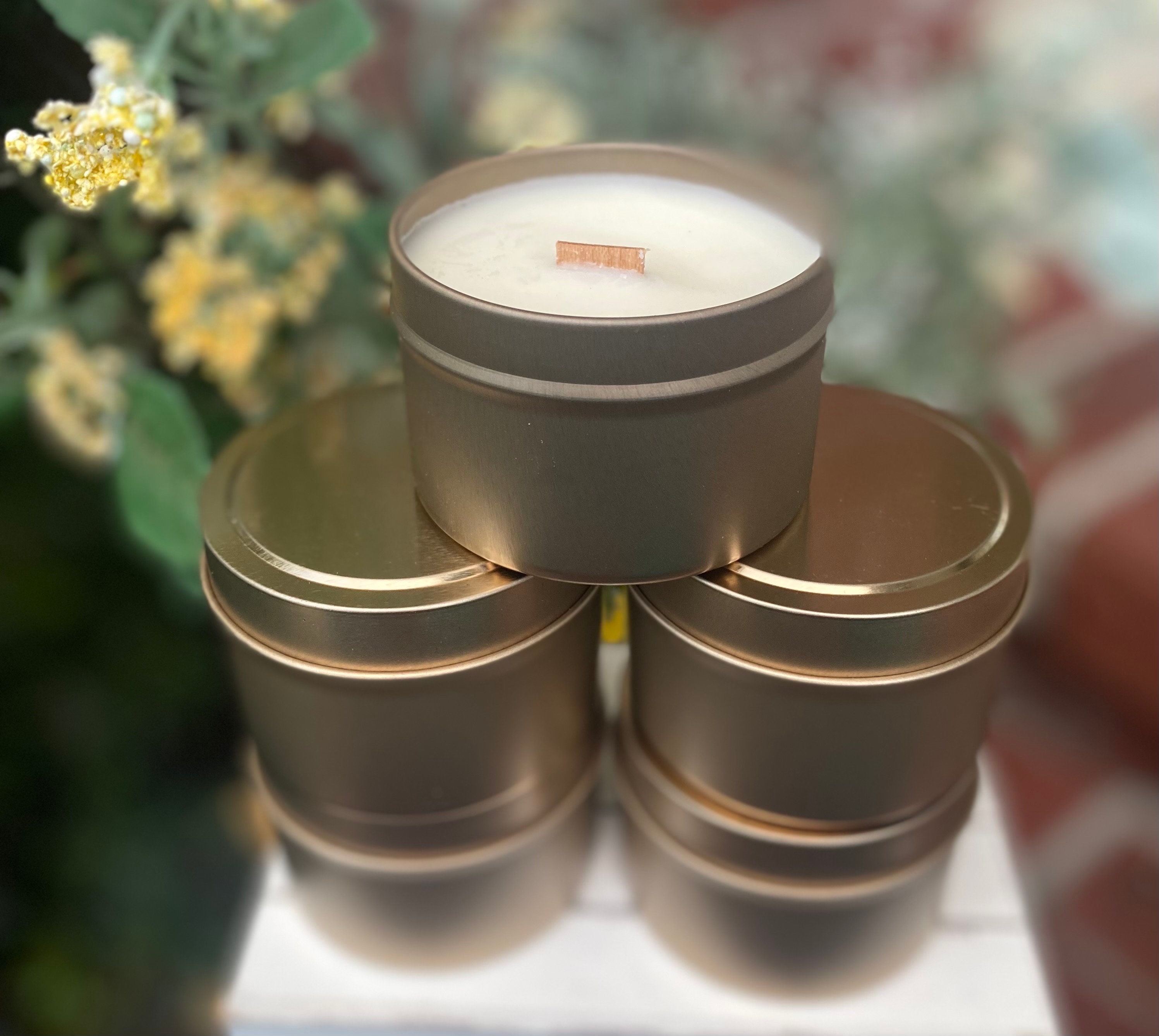 4oz Unlabeled Candles, Five Soy Wholesale Candles, Brushed Gold Favor ...
