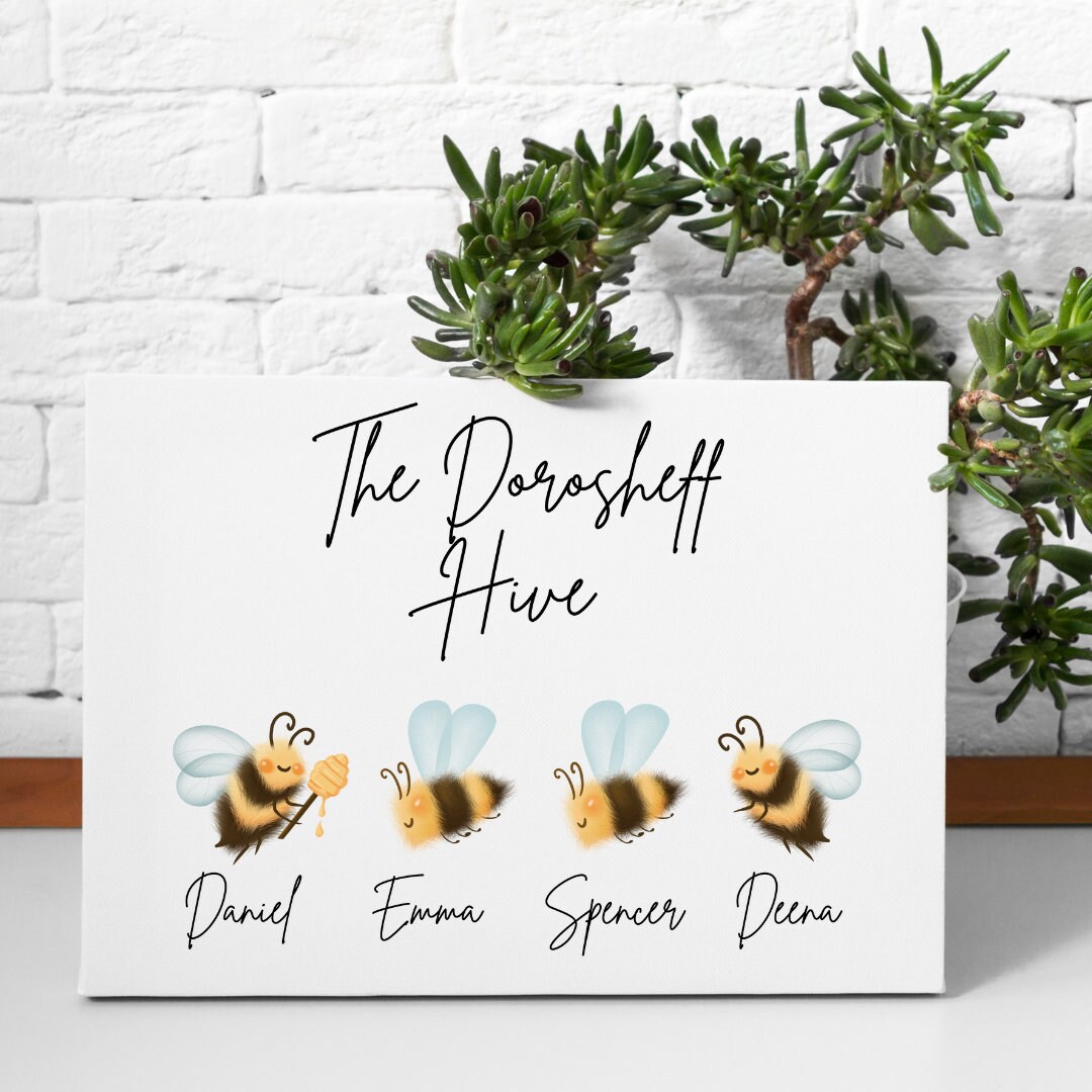 Family Bee Portrait, Bee Print, Personalized Family Art, Family ...