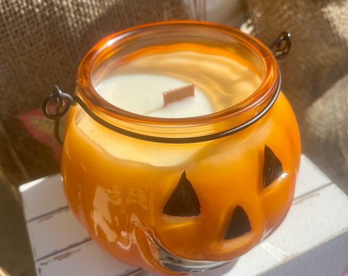 Pumpkin Jar Candle, Halloween Candle Decor, Jack-o-lantern, Honey Pumpkin Scented Fall Candle ...