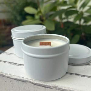 SALE White 2oz Candles, Private Label Mini White Tin Soy Candles ...