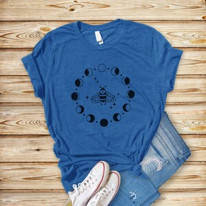 Moon Phase Bee Shirt, Celestial Honey Bee T-shirt, Celestial Boho Bee ...