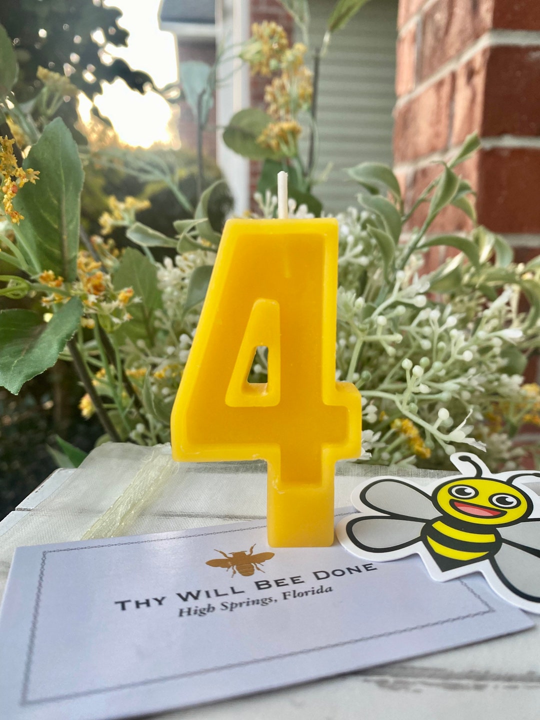 4th Birthday Candle, Number 4 Beeswax Birthday Candles, Natural Number ...