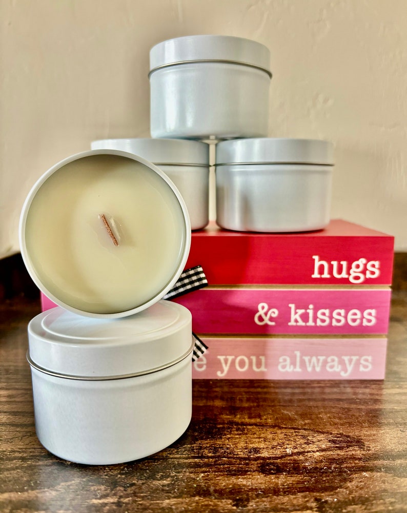 SALE White 4oz Candles, Private Label Mini White Tin Soy Candles ...