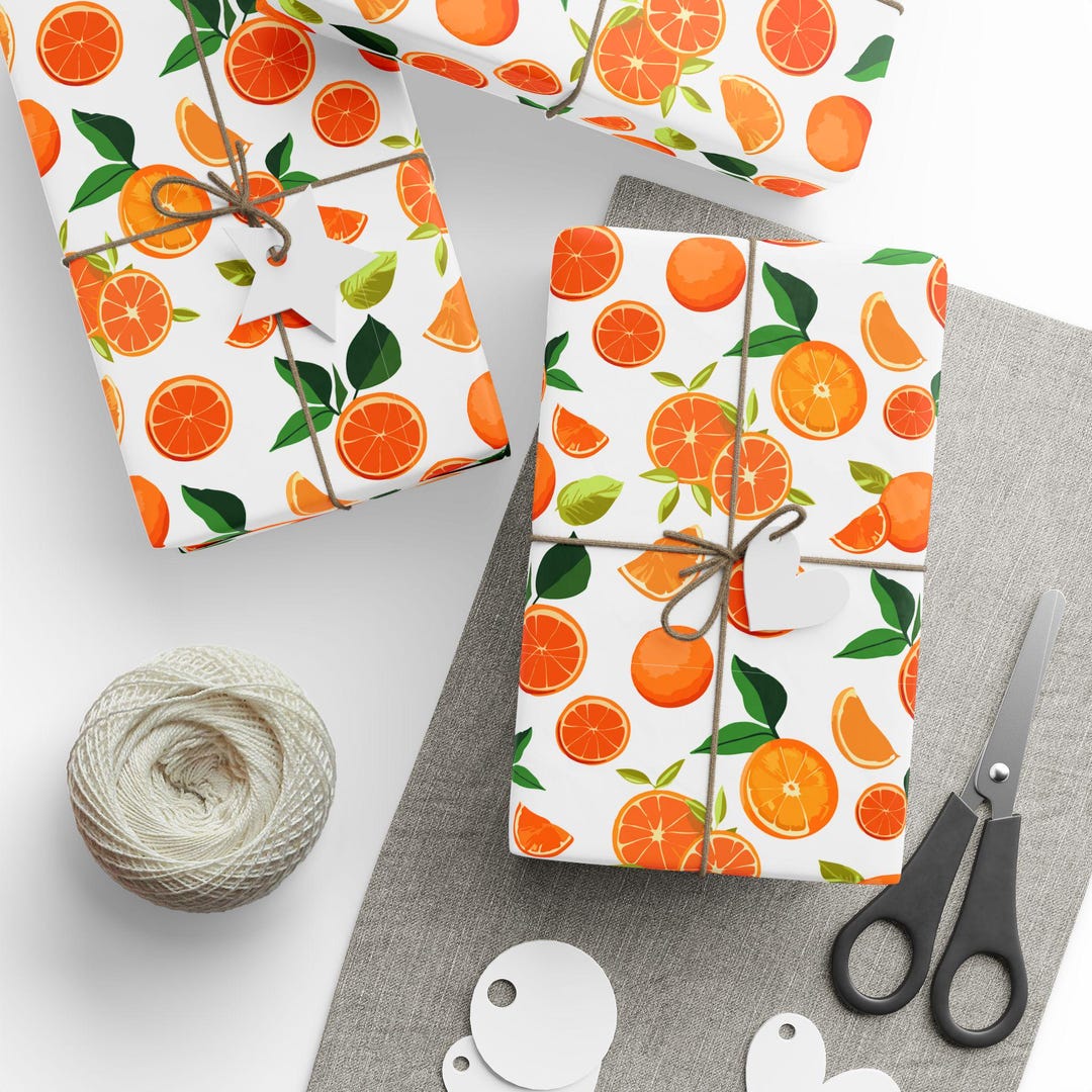 Little Cutie Gift Wrap, Clementine Wrapping Paper, Orange Fruit Gift ...
