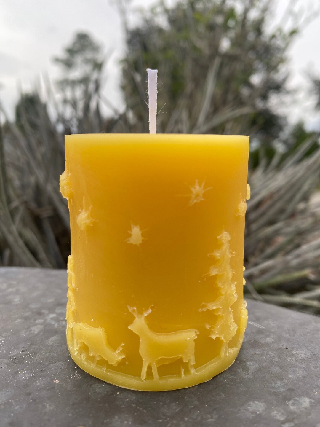 Christmas Beeswax Pillar Candle, Christmas Bee Gift, Organic Holiday ...