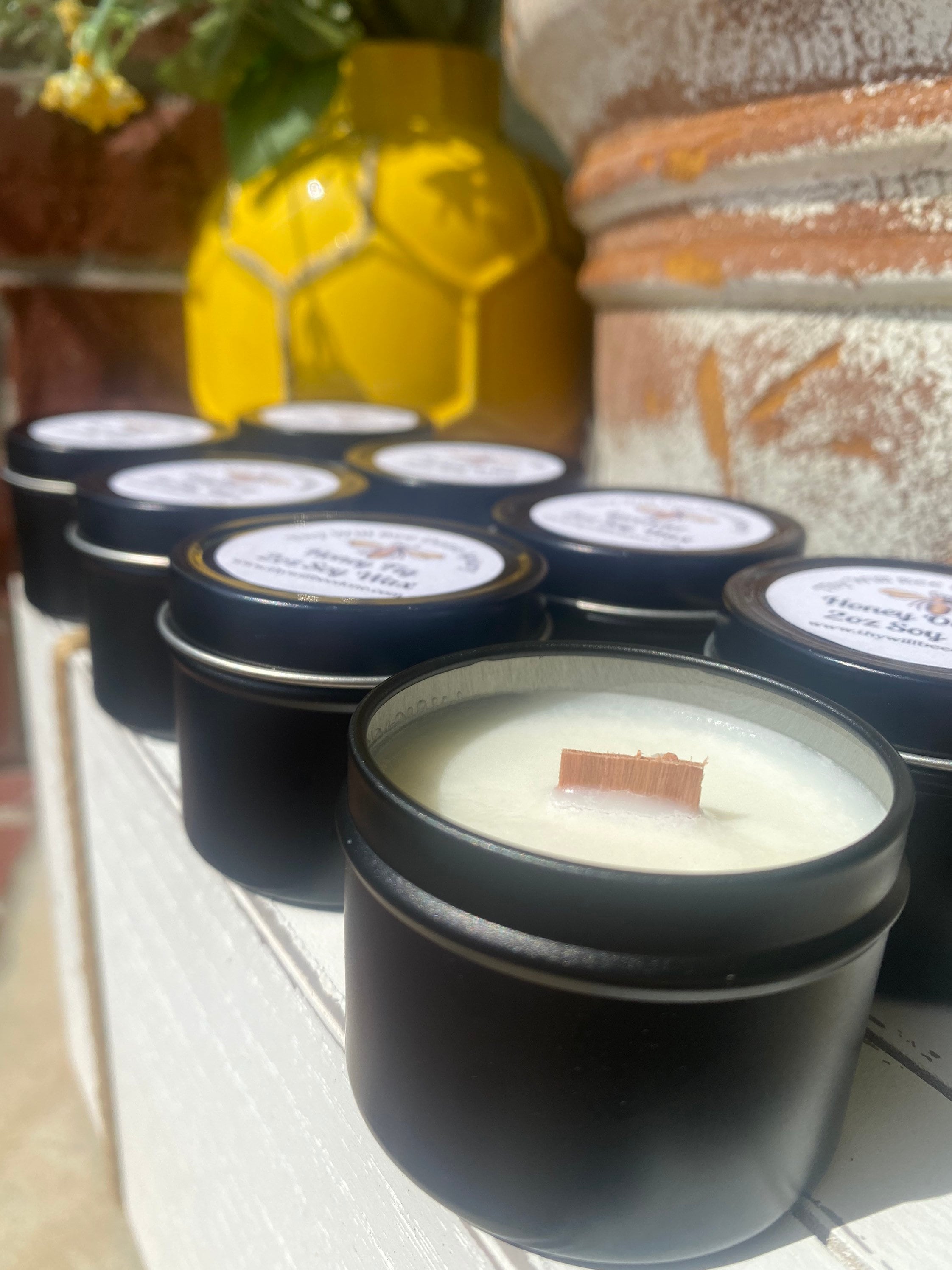 TEN Bulk Wholesale Private Label 4oz Black Candles, Honeybee Inspired ...