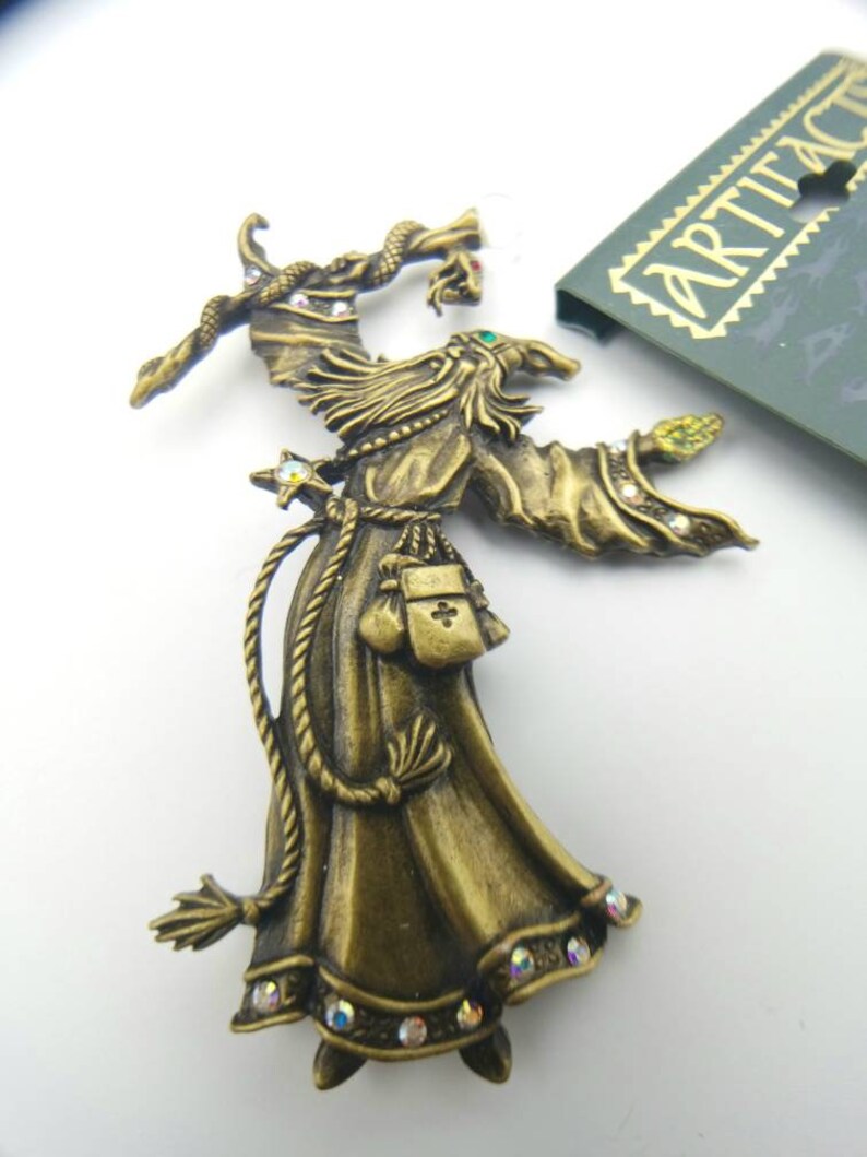 Rare JJ Jonette Artifacts Wizard With Staff and Snake Brooch – Vintage ...
