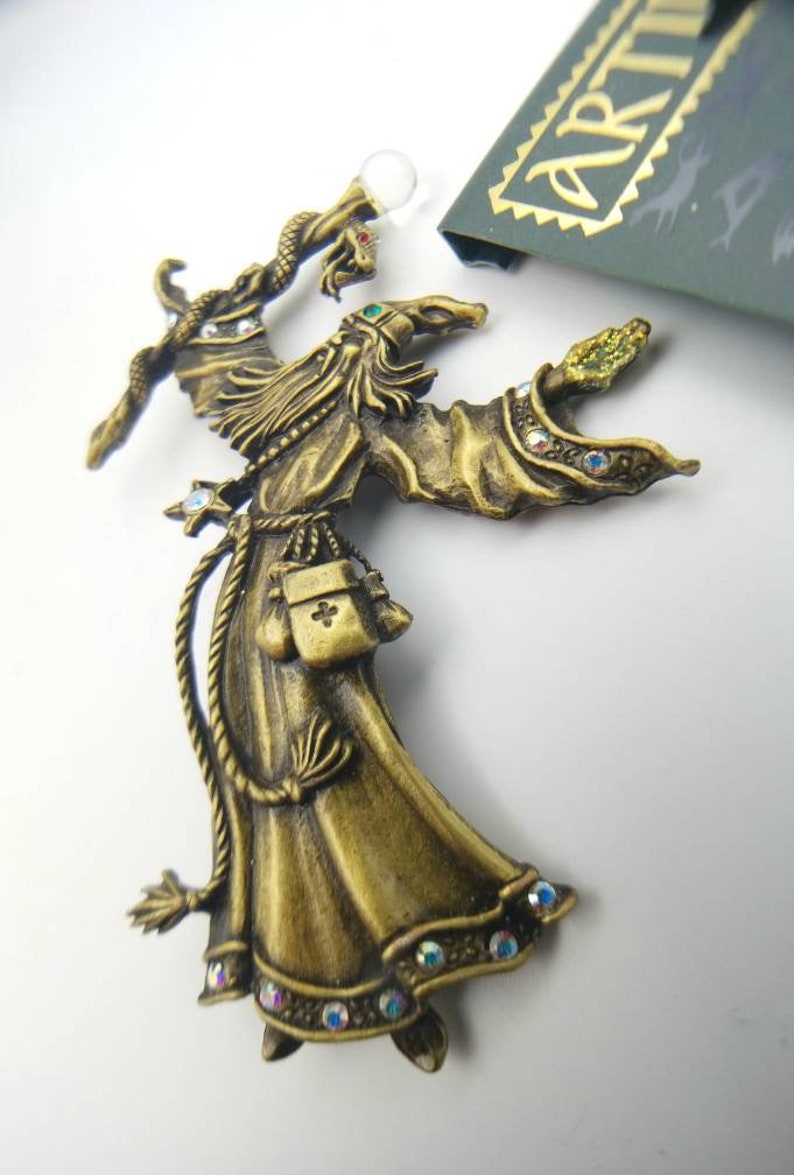 Rare JJ Jonette Artifacts Wizard With Staff and Snake Brooch – Vintage ...