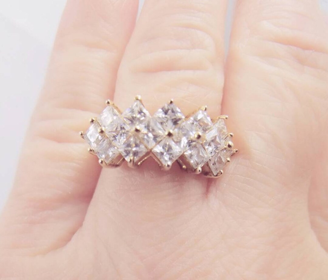 Vintage Simulated Diamond Ring - Gold Overlay - Vintage Deco Jewelry - Etsy