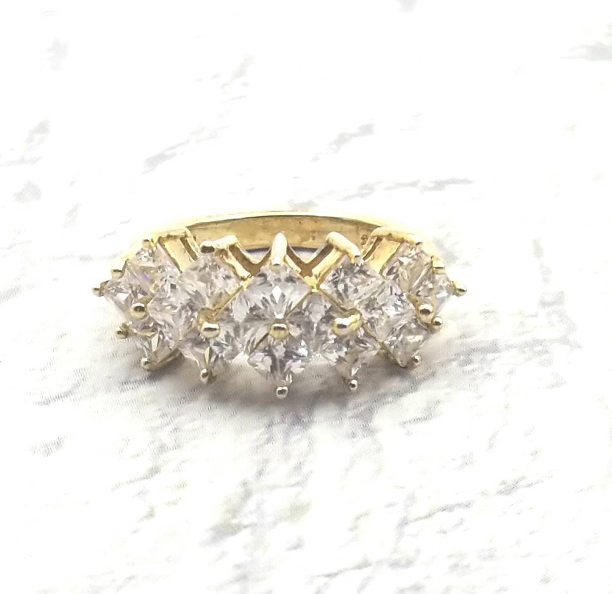 Vintage Simulated Diamond Ring Gold Overlay Vintage Deco Jewelry - Etsy