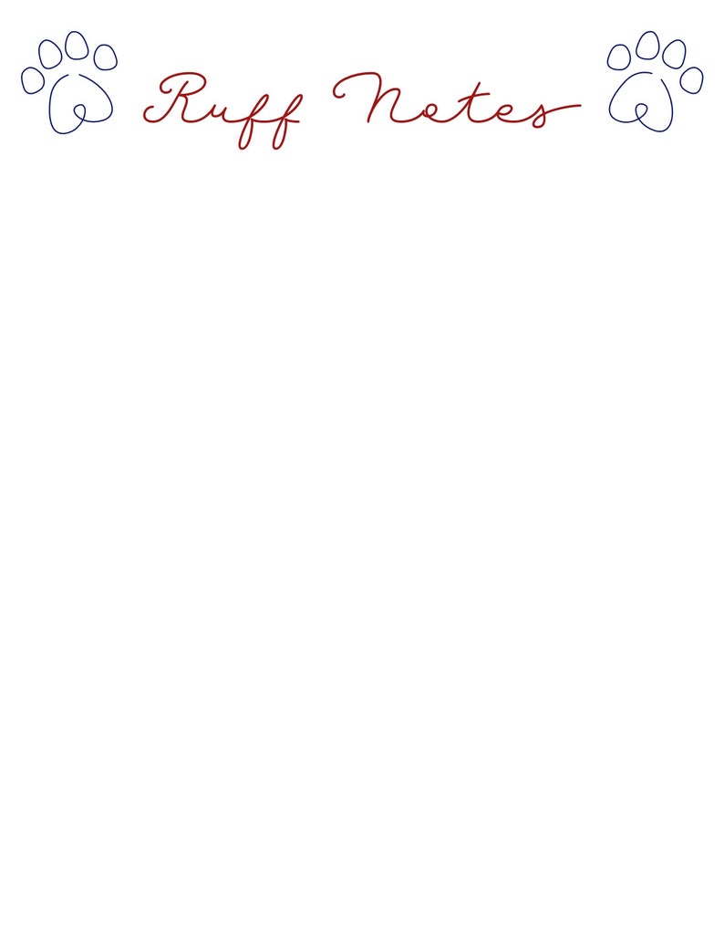Ruff Notes Stationary Paper, Printable Letter and A4 PDF Sizes - Etsy