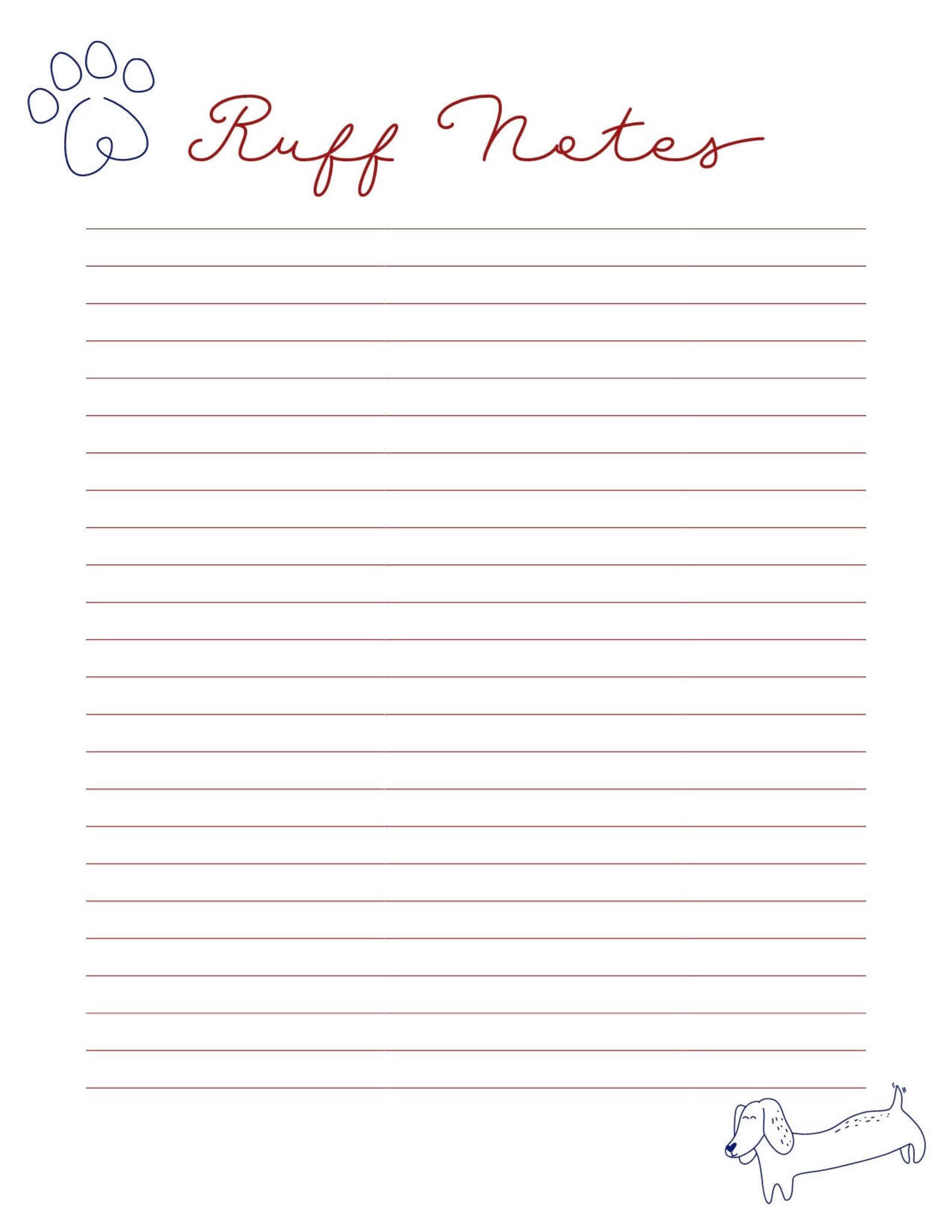 Papier à lettres Ruff Notes, format lettre imprimable et PDF A4 - Etsy ...