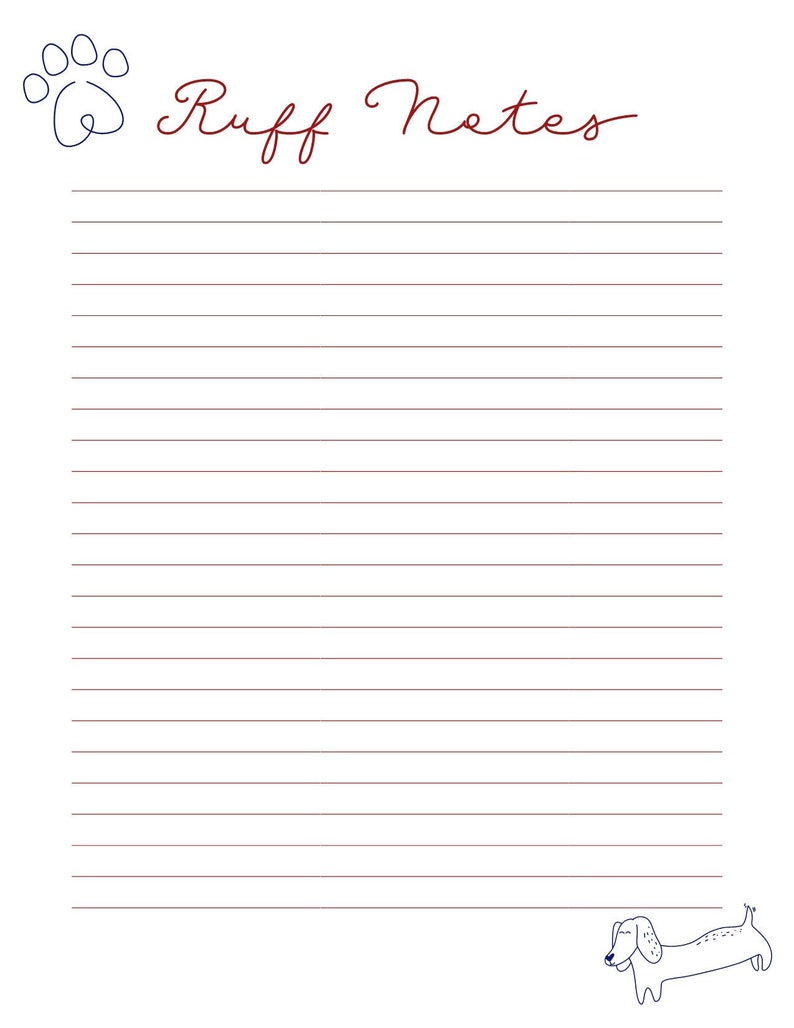 Ruff Notes Stationary Paper, Printable Letter and A4 PDF Sizes - Etsy