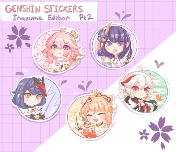 Genshin Stickers inazuma Characters Pt 2// Vinyl Matte | Etsy