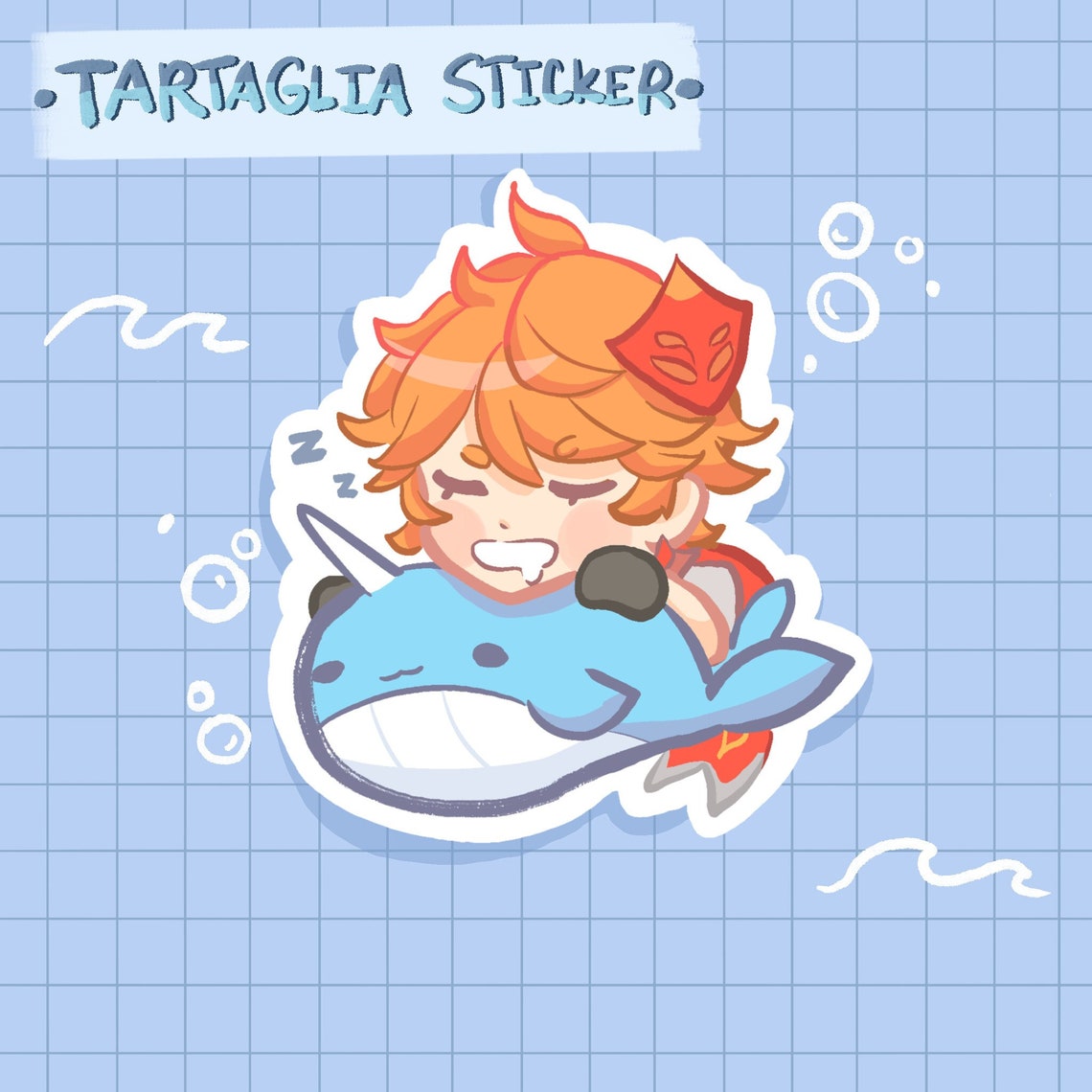 Genshin Impact Tartaglia Whale Sticker// Vinyl | Etsy